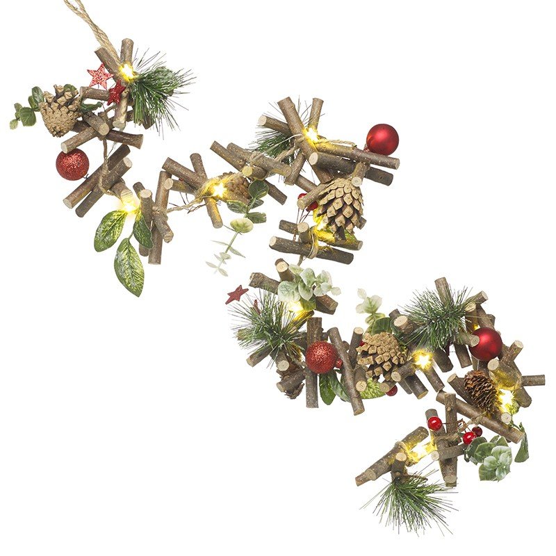 Silver Light Up Star Wooden Garland - Decor et more